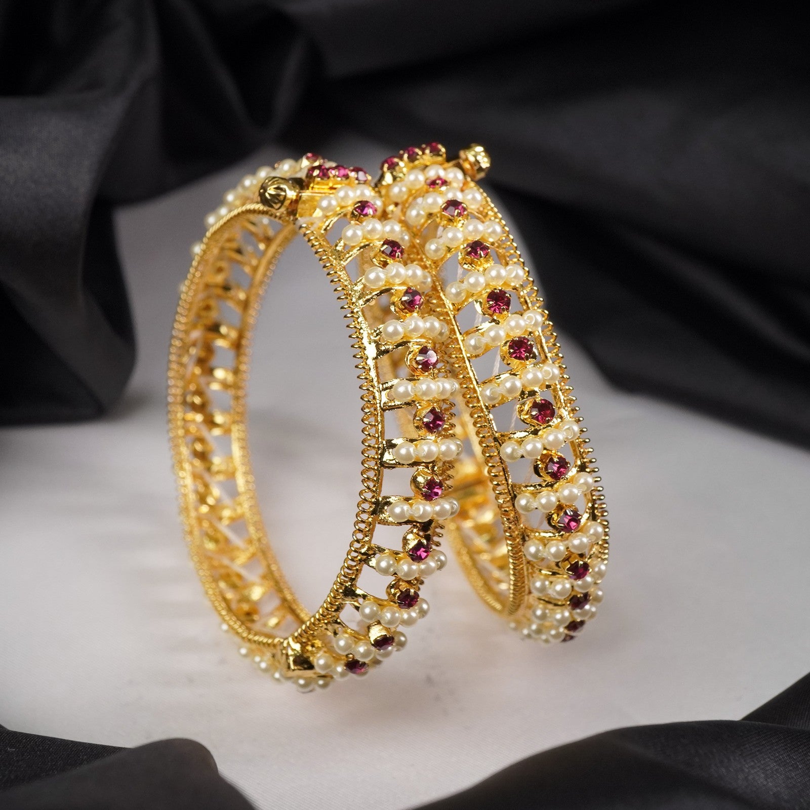 Gold Plated Traditional Pearl Bangles