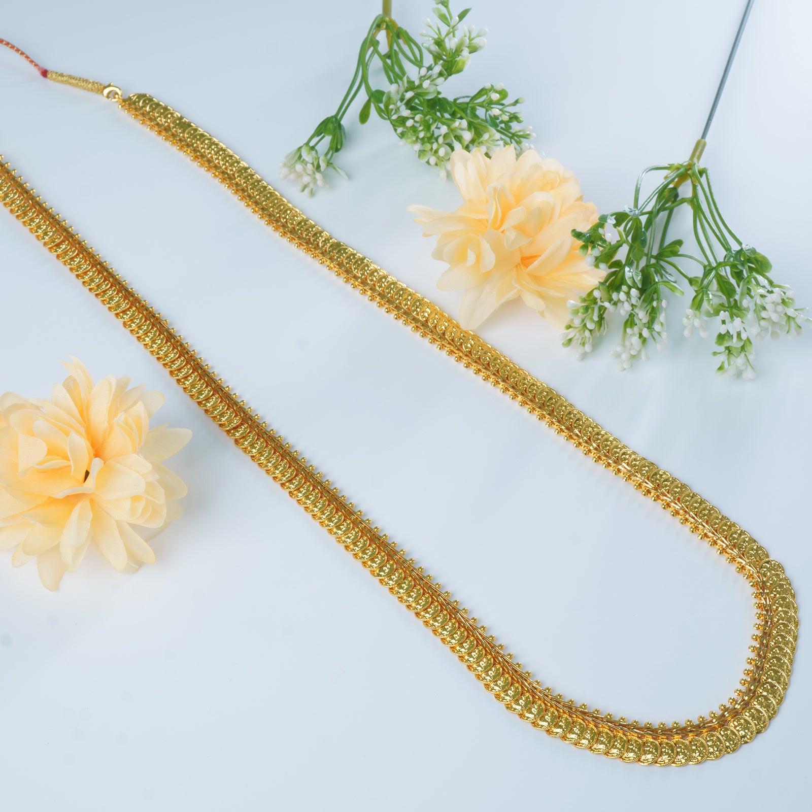 30 Inch Laxmi Coin Haar | Gold Plated Long kasu haram design – Rishabh Gold